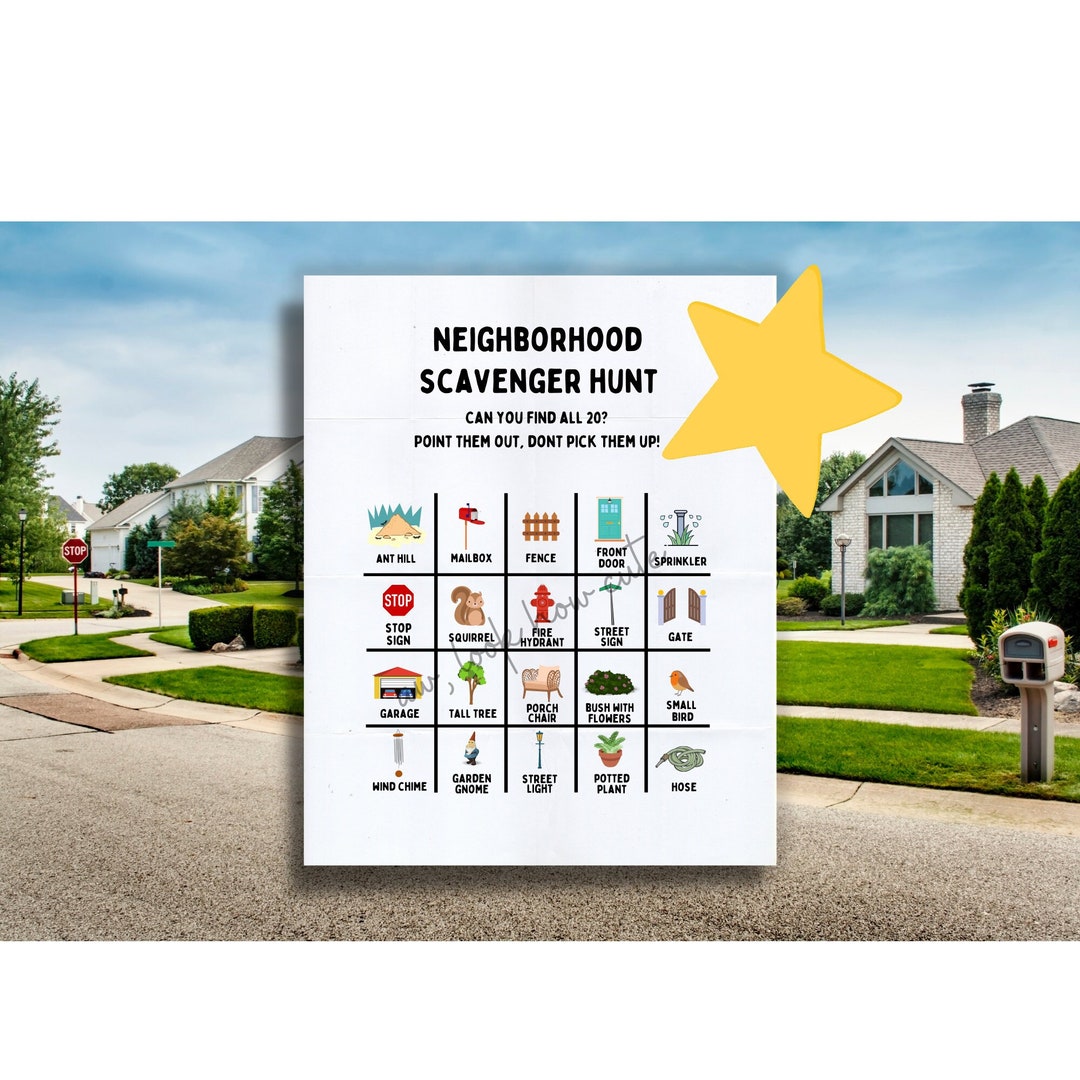 Neighborhood Walk Scavenger Hunt for Kids, Toddler Outdoor Printable ...