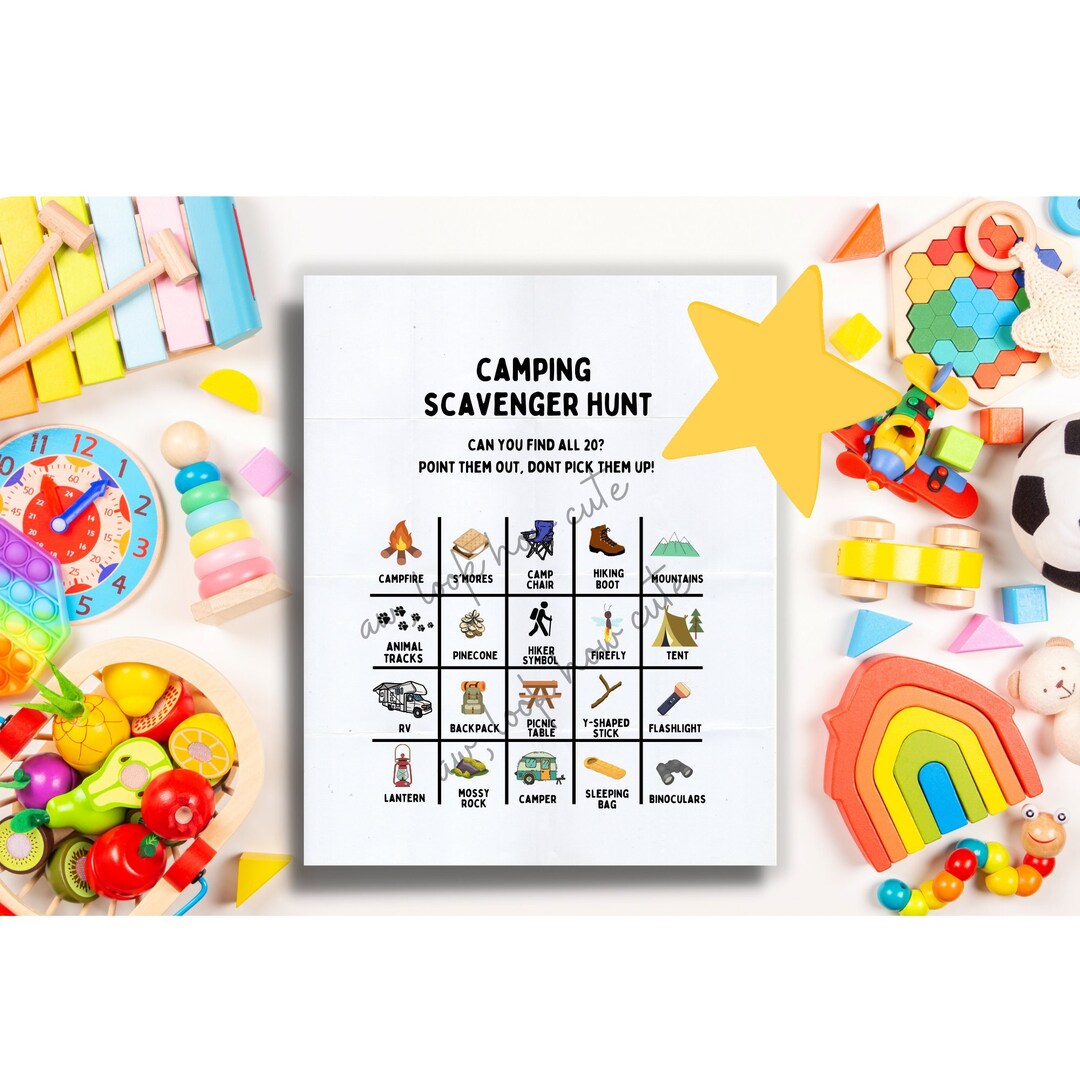 Camping Scavenger Hunt for Kids, Toddler Outdoor Printable Activity ...