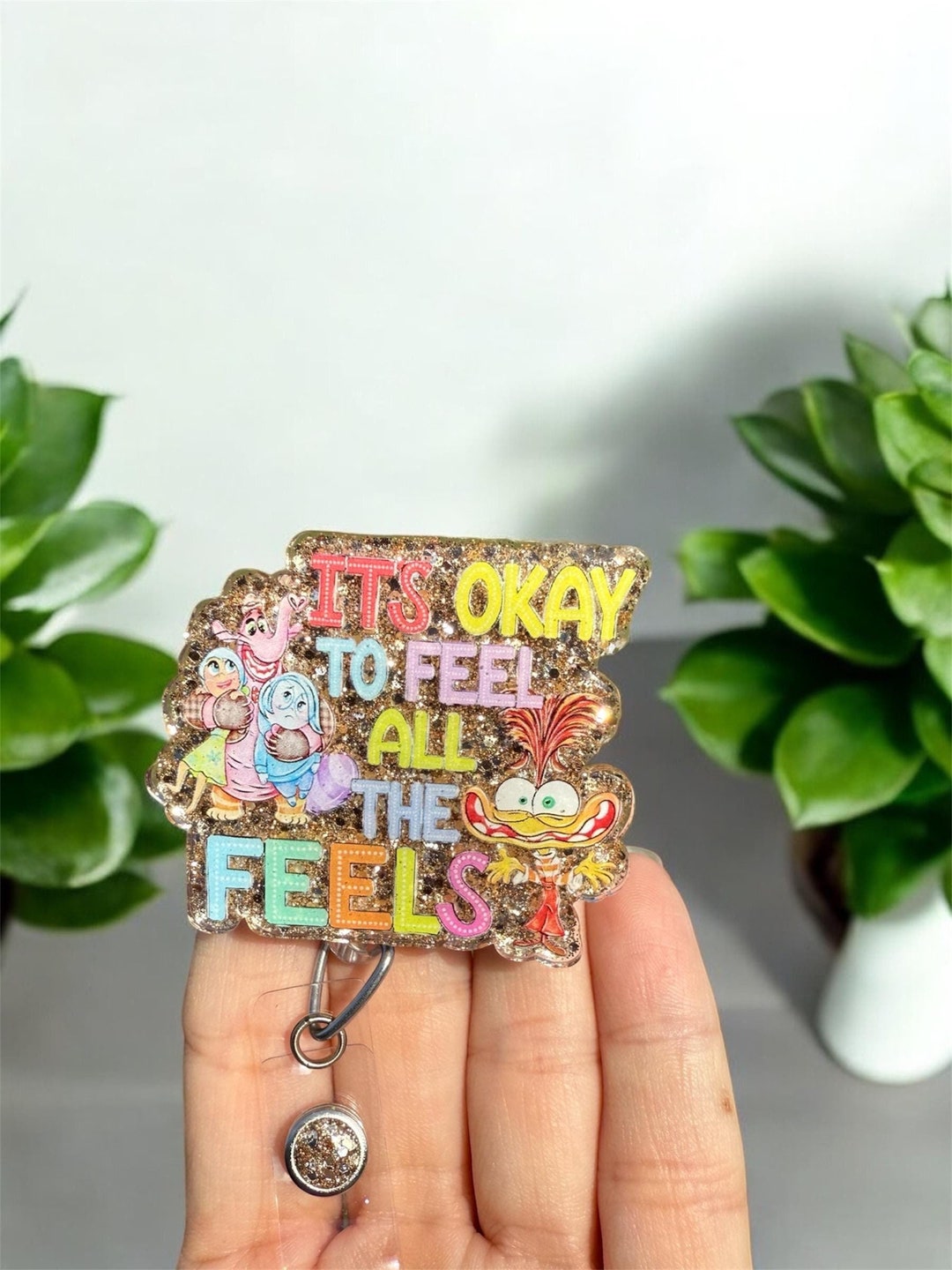 Inside Out Badge Reel, It’s Ok to Feel All the Feels Retractable Reel ...