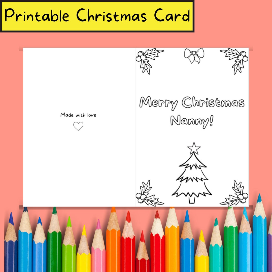 Nanny Christmas Colouring Card Printable DIY Homemade Card - Etsy