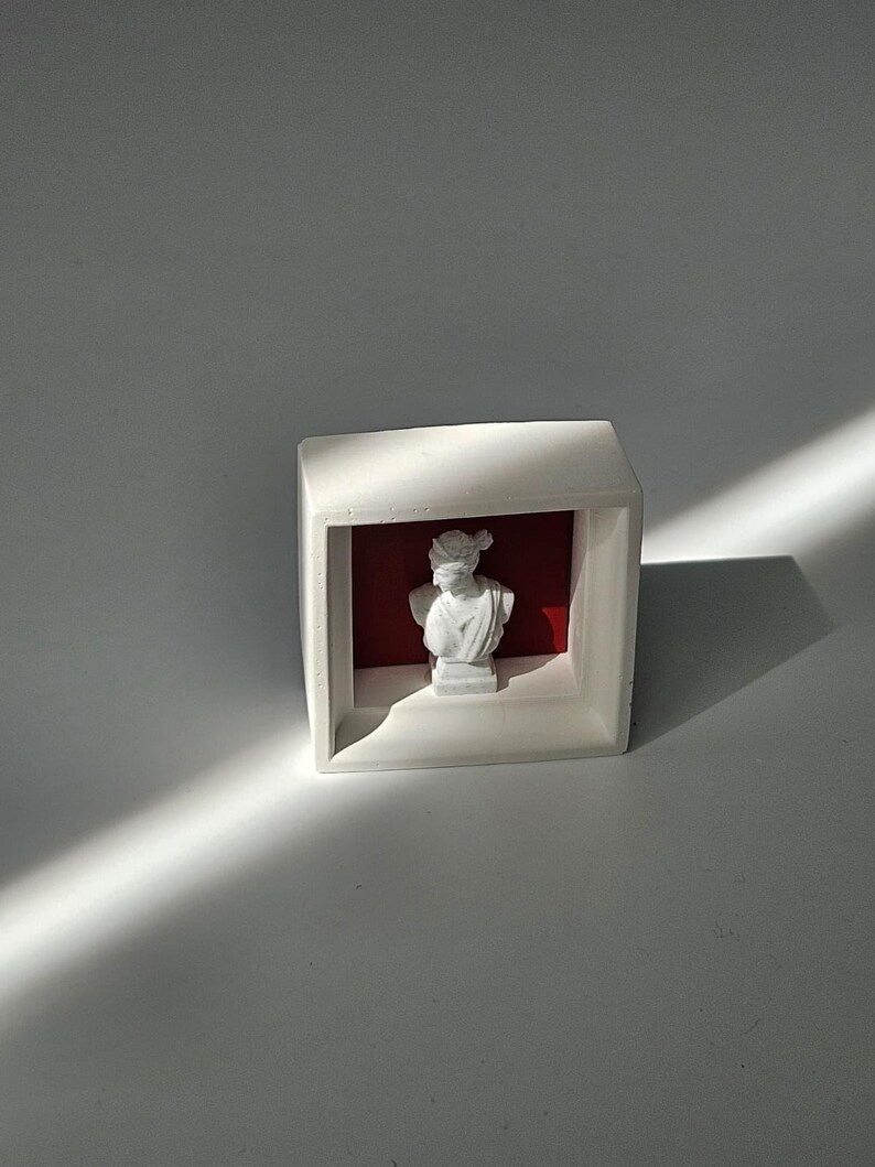 Mini Artemis Bust in Concrete Frame | Minimalist Desk Decor | Small ...