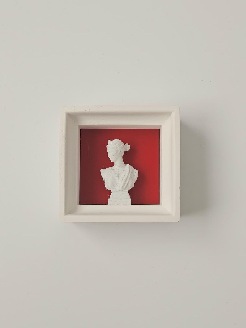 Mini Artemis Bust in Concrete Frame | Minimalist Desk Decor | Small ...