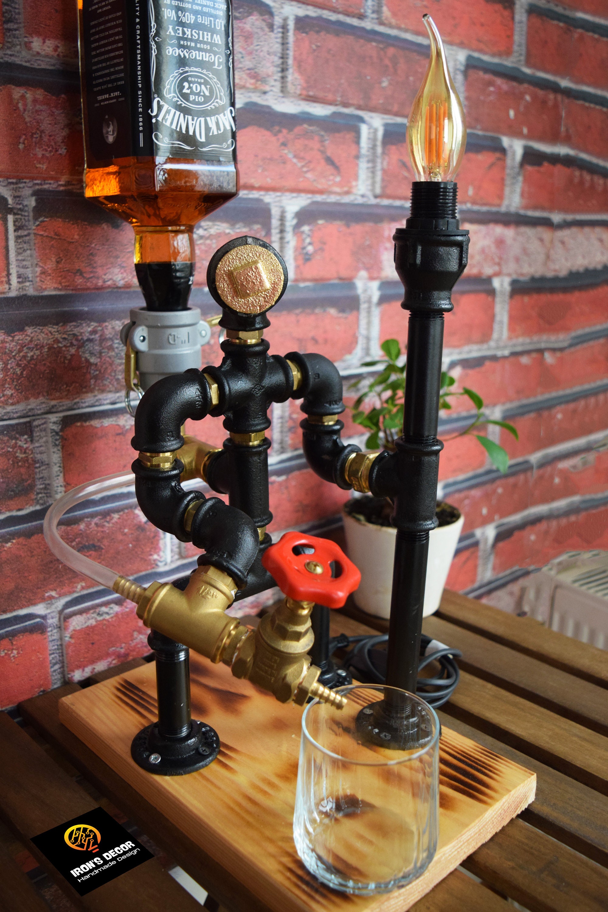 Steampunk Fireman Pipe Robot Lamp, Whiskey Gift, Whiskey Dispenser ...