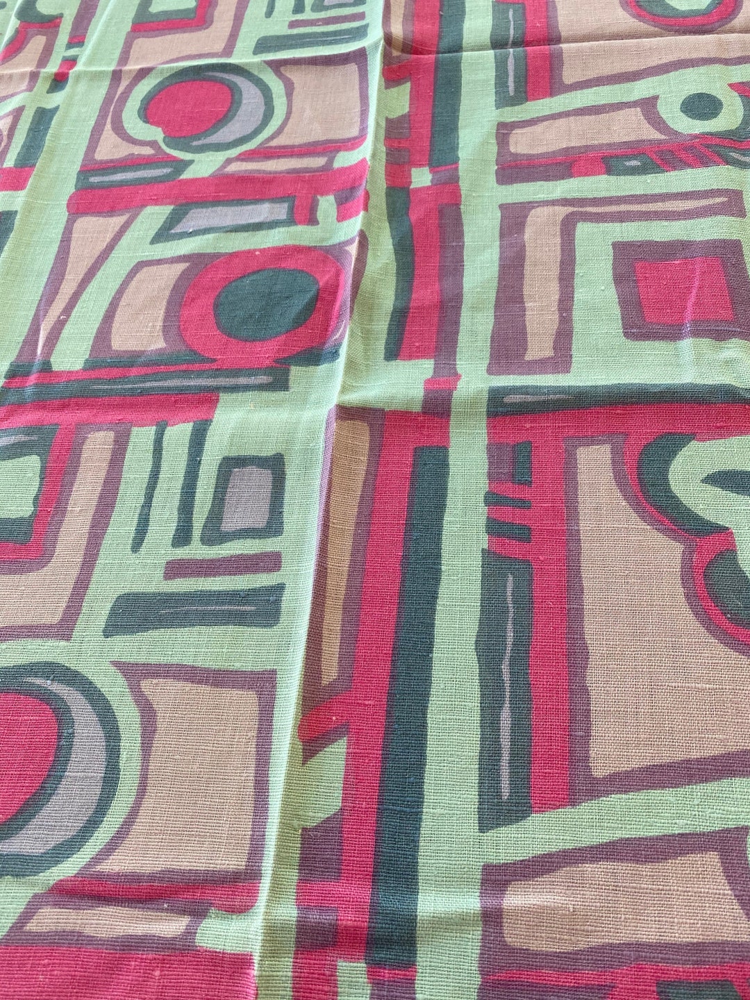 1960s Geometric Pop Art Design Linen-vintage Linen-36in Linen-pink and ... 1960s Geometric Pop Art Design Linen-vintage Linen-36in Linen-pink and ...