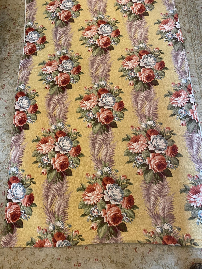 1940s Floral Bark Cloth: Mid-century Modern Fabric, Roses Print - Etsy