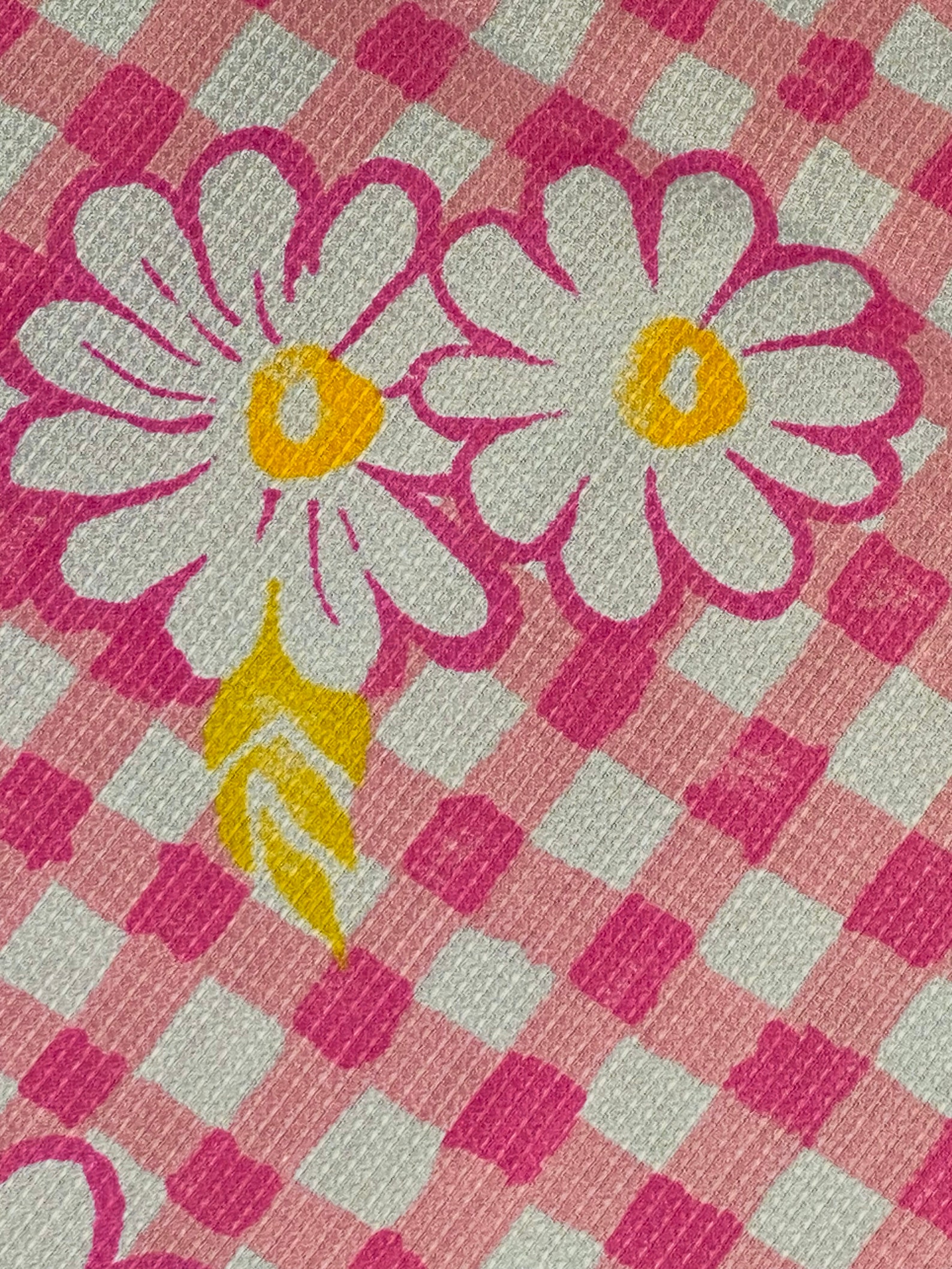 Vintage Bright Pink Pique Checked Daisy Fabric-cotton Fabric-daisy ...