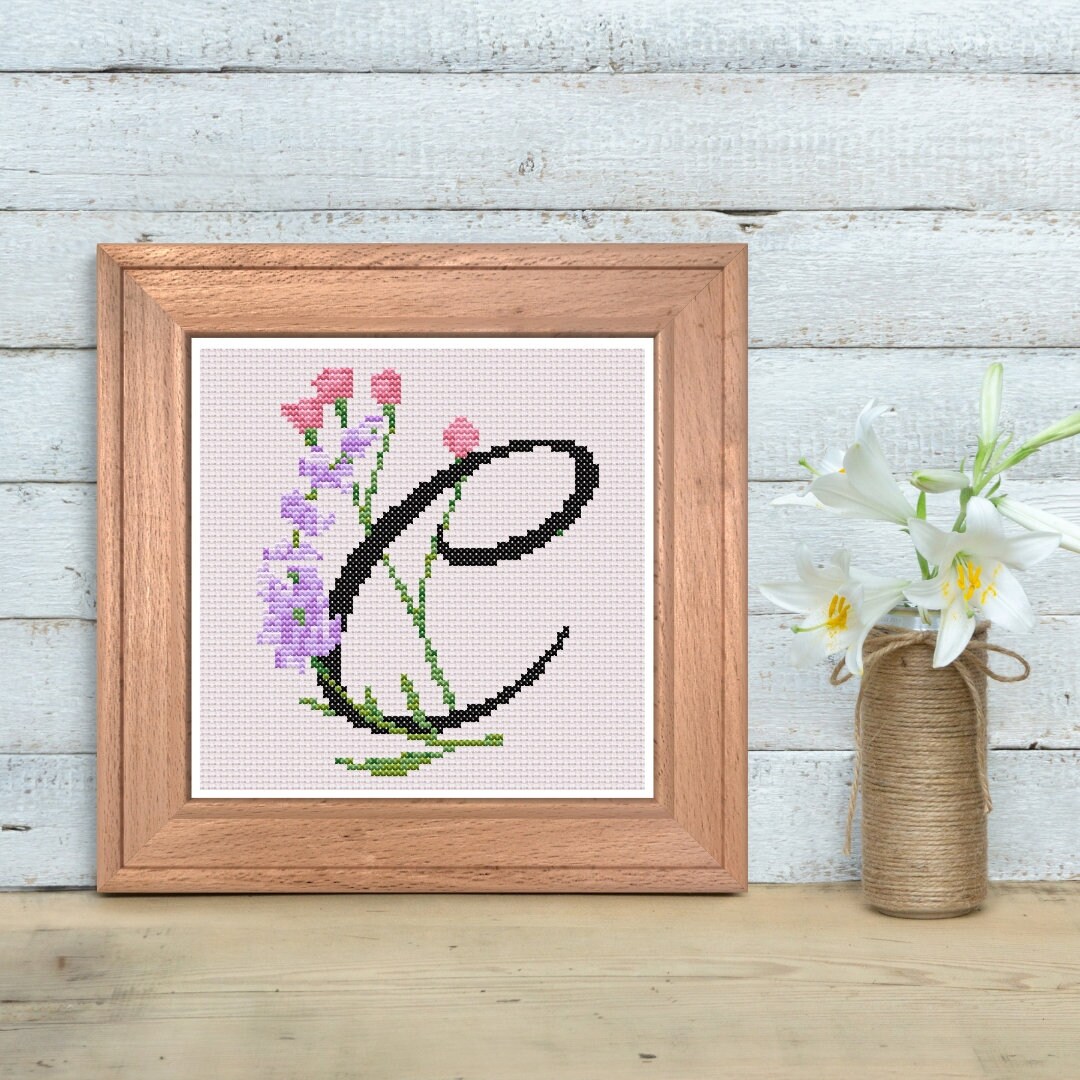 Floral Letter C Cross Stitch Pattern Personalized Initial C - Etsy