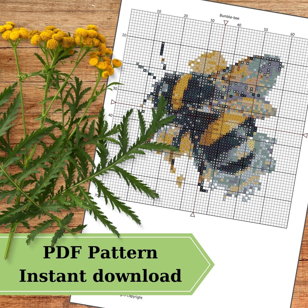 Bumble Bee Cross Stitch PDF Pattern Summer Embroidery Bumble Bee ...
