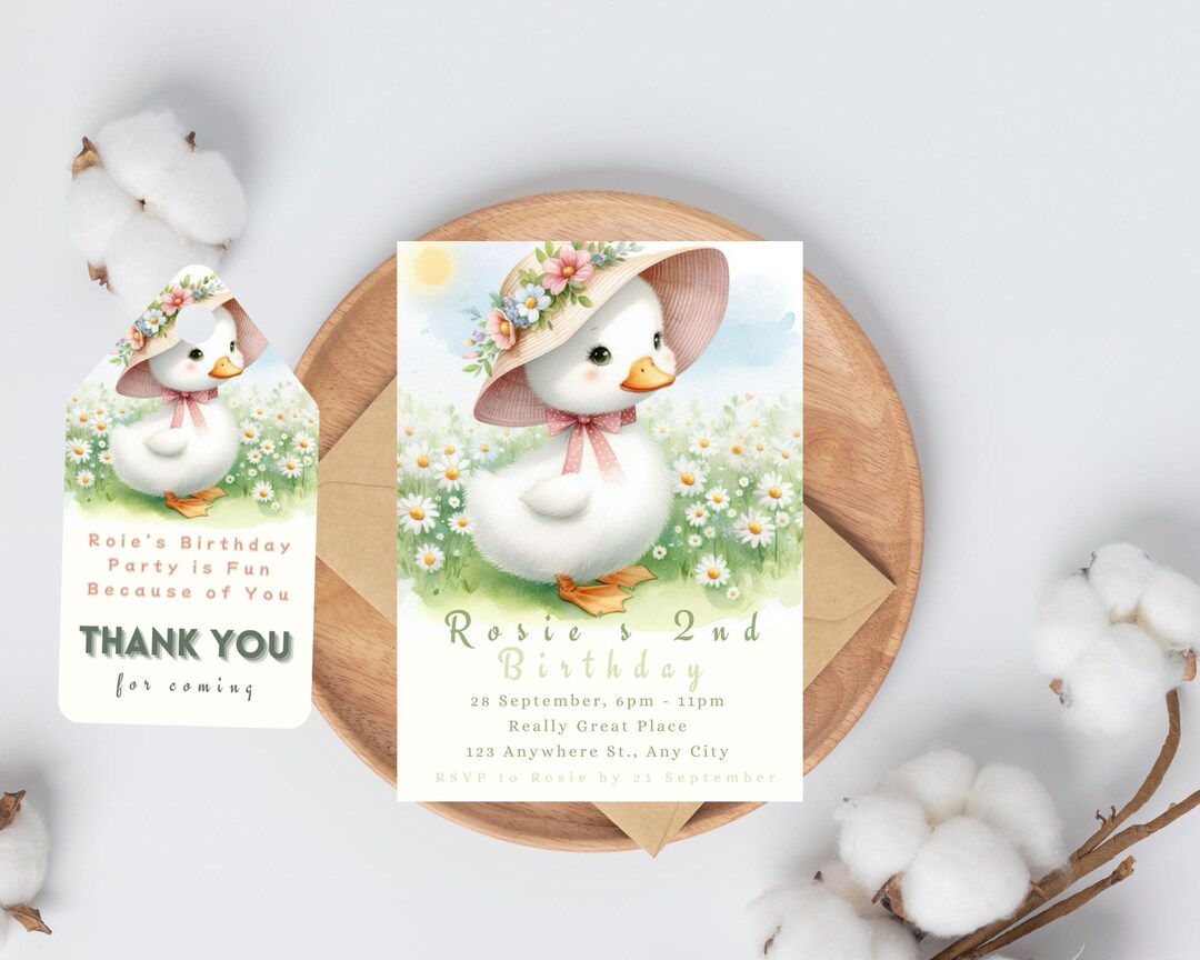 Duck Birthday Party Invitation, Duck Theme Invitation, 1st Birthday ...