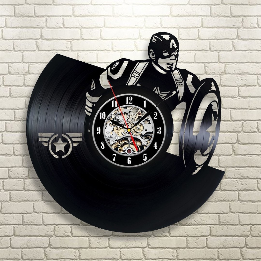 Captain America Laser Cut Vinyl Record Clock Creative - Etsy