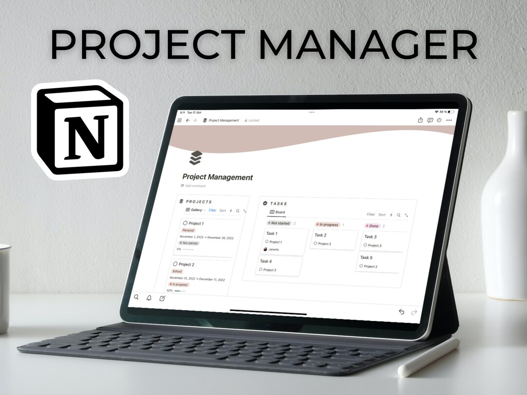 Notion Template Project Manager | Notion Dashboard, All in One Notion ...