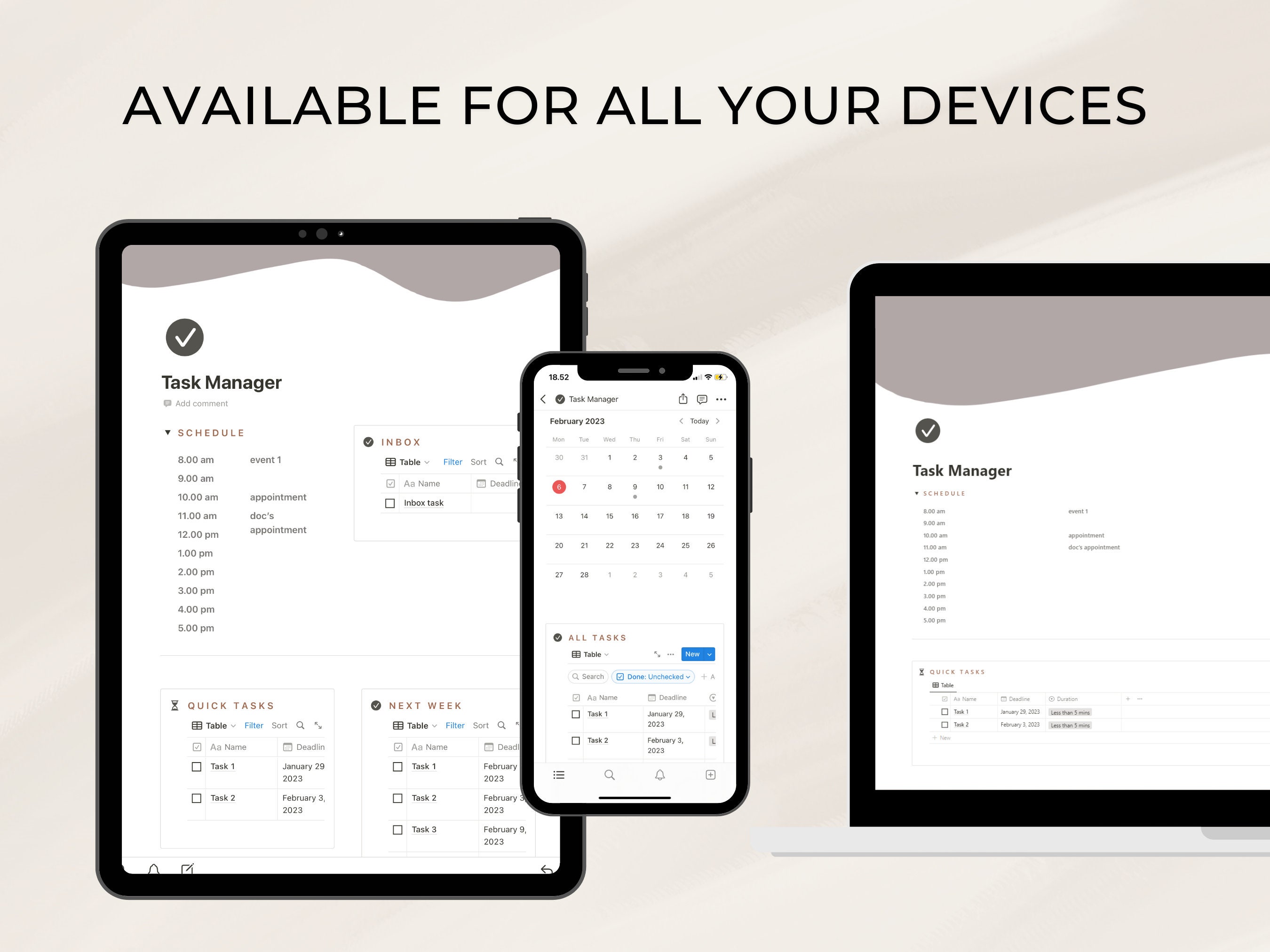Notion Template Task Manager Notion Planner, Project Manager, Notion Dashboard, All in One ...