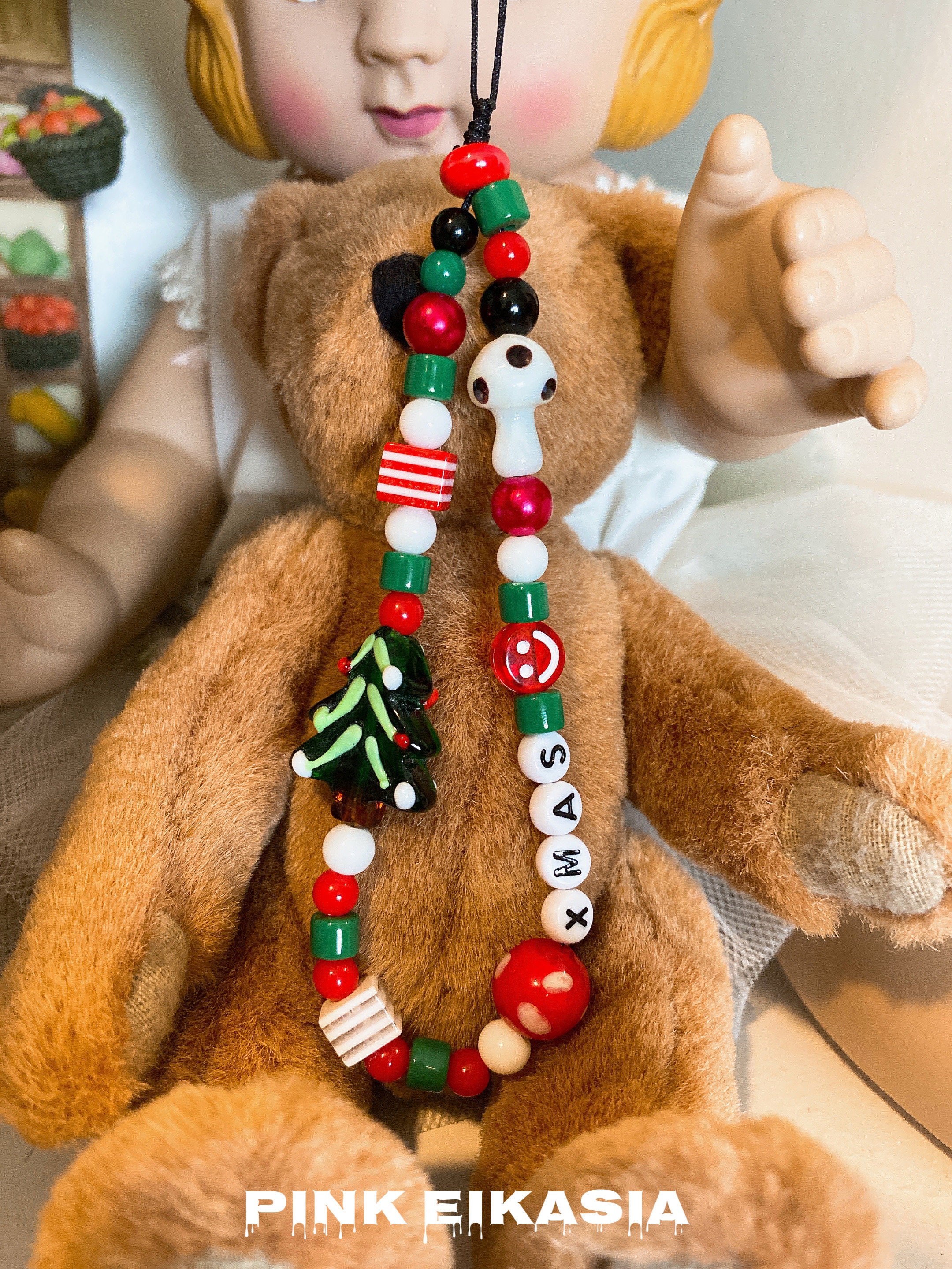 Christmas Phone Charm Strap, Christmas Gift, iPhone Accessories, Bead ...