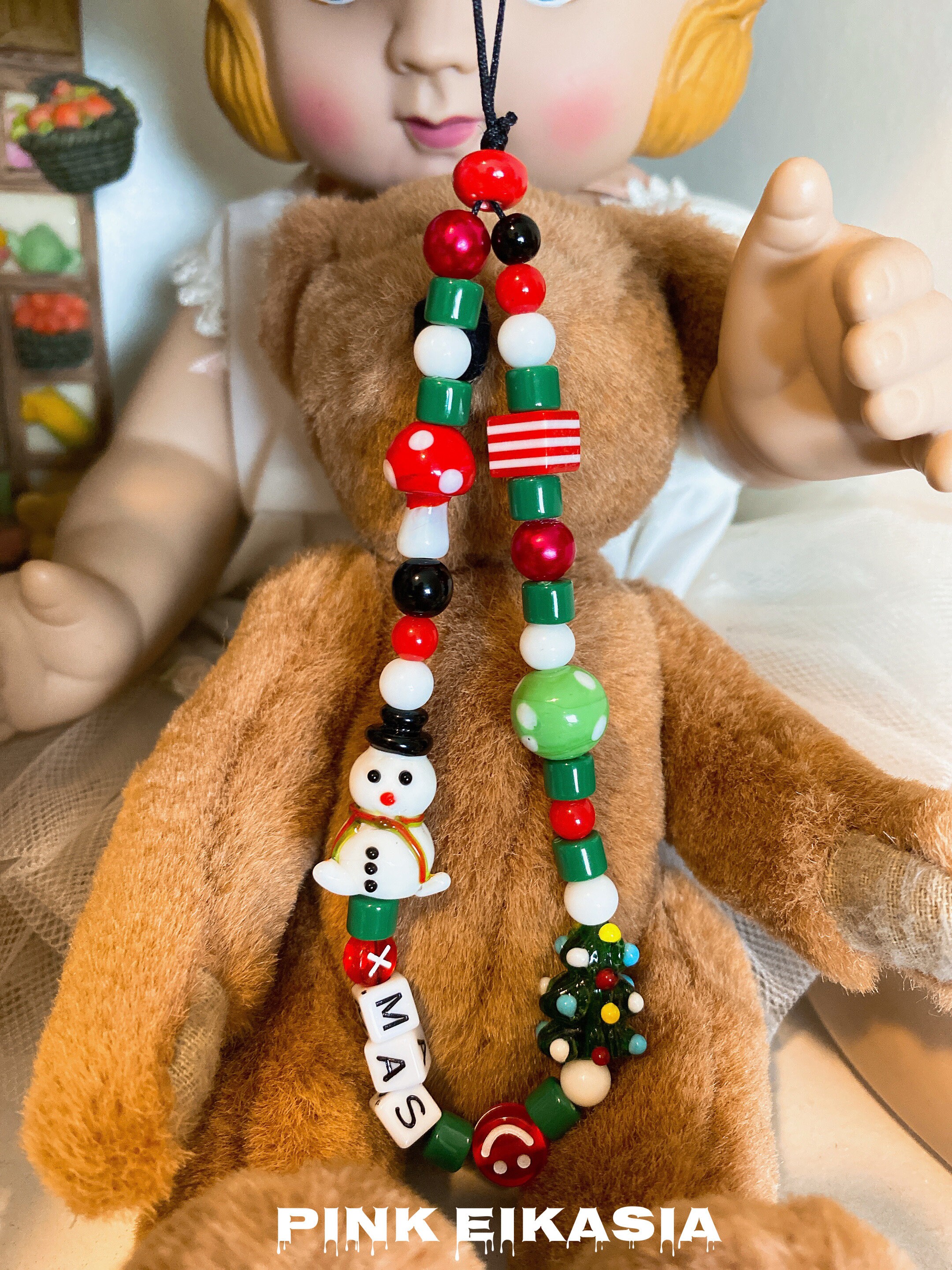 Christmas Phone Charm Strap, Christmas Gift, iPhone Accessories, Bead ...