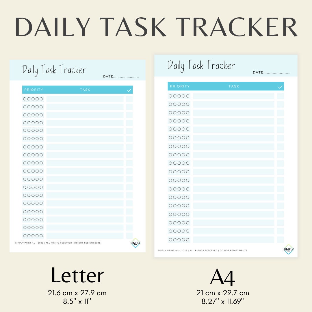 Undated Daily Task Tracker, Printable Task List - Etsy