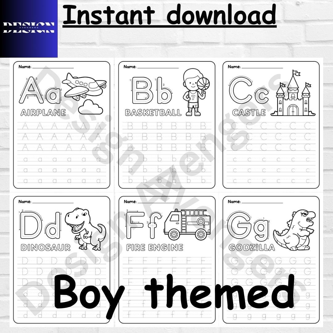 Boys Style Alphabet Tracing Worksheets, Abc Handwriting Worksheets ...