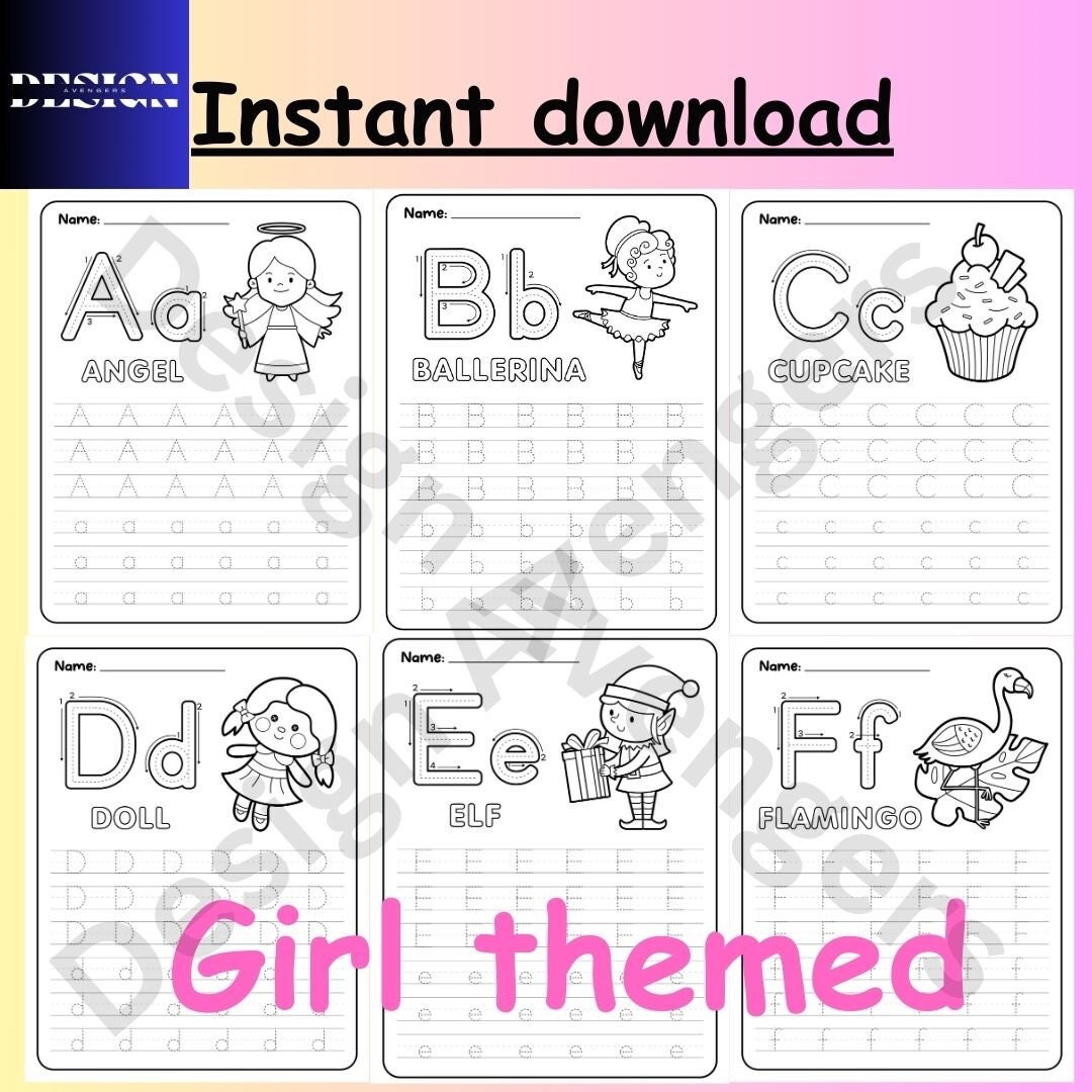 Girls Style Alphabet Tracing Worksheets, Abc Handwriting Worksheets ...