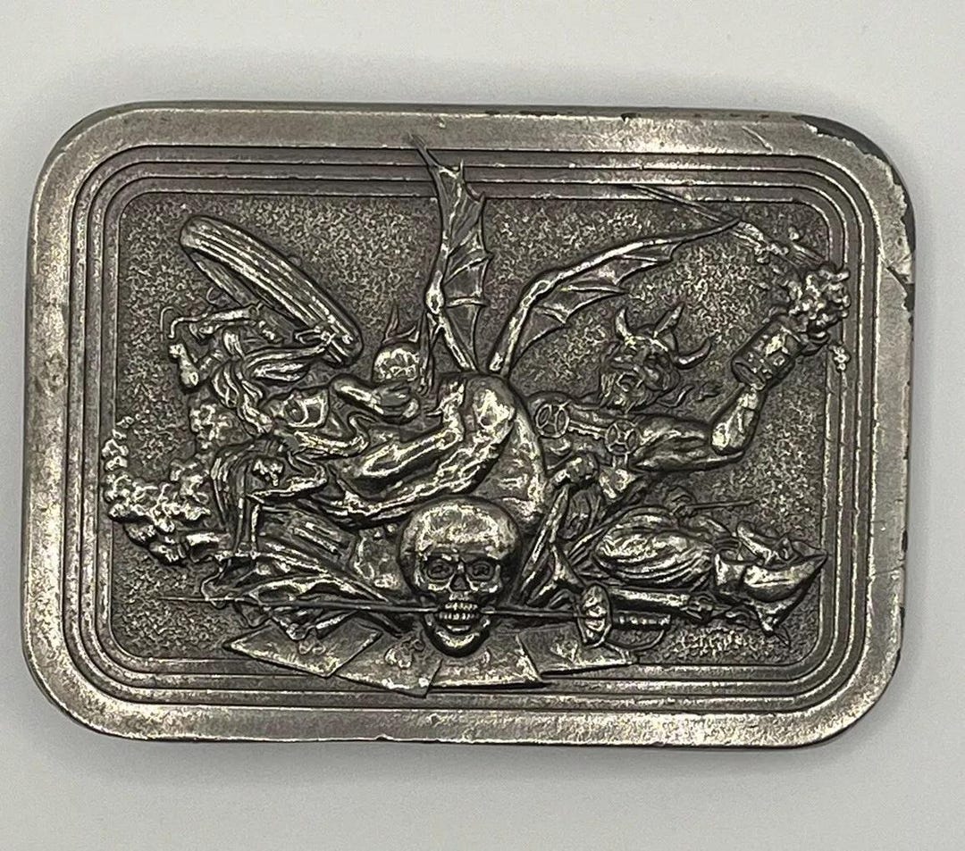 Coolest Belt Buckle Ever Vintage 1970s Biker Skull Hell Demons Goblin ...