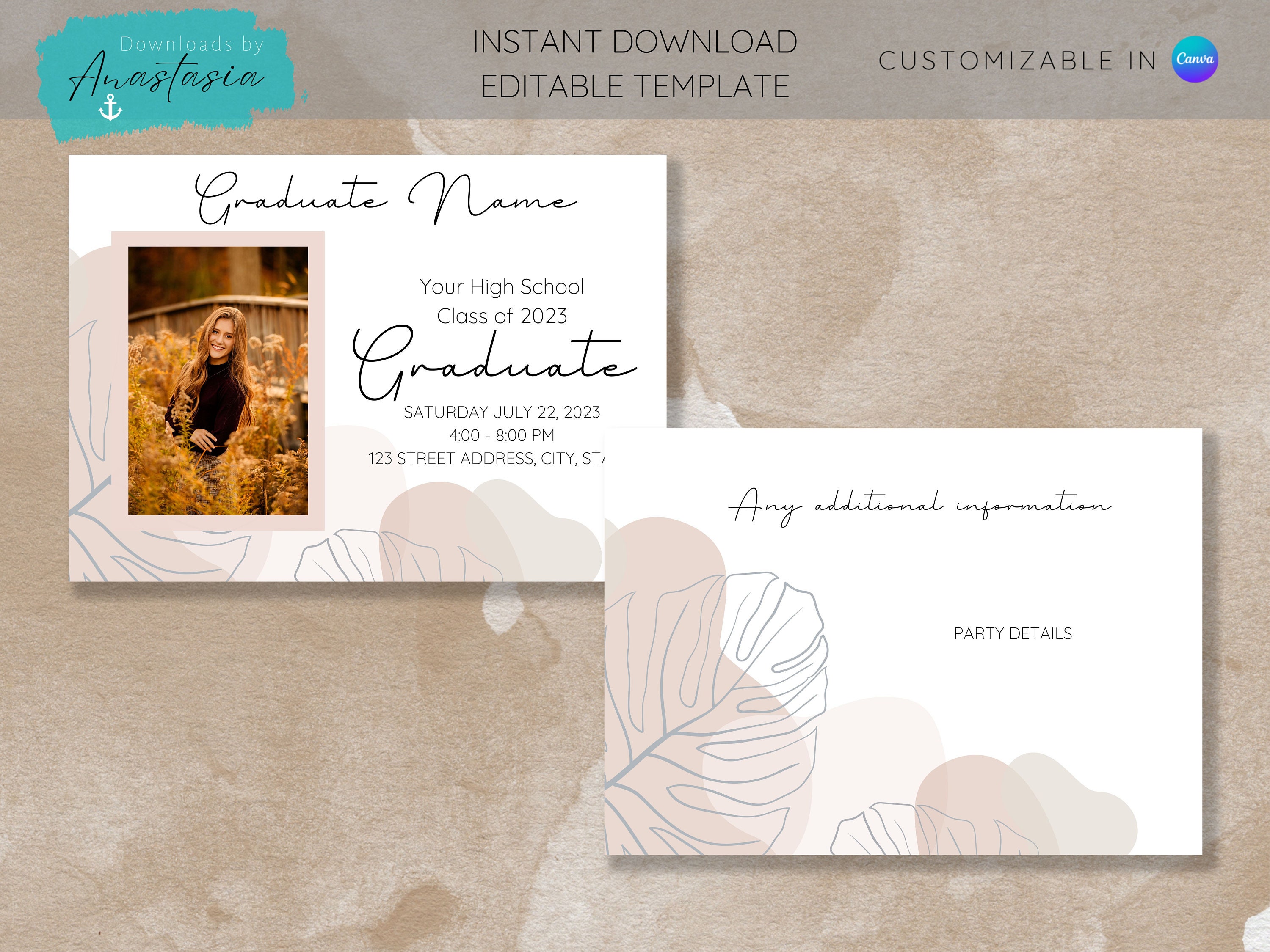 Boho Graduation Announcement Template, Class of 2023, Boho Graduation ...