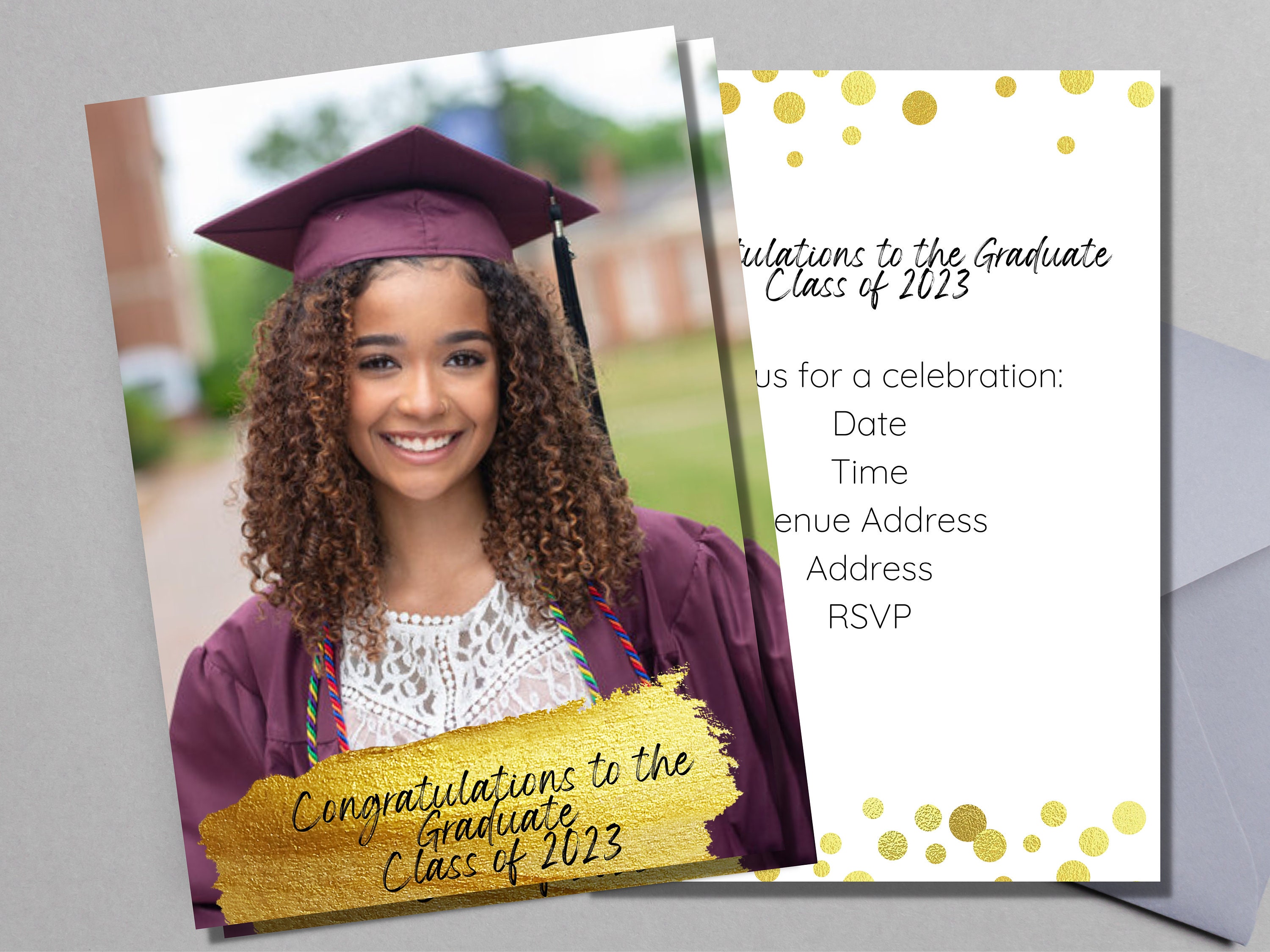 Senior Announcement, Class of 2023, Graduation Card Template, Grad ...