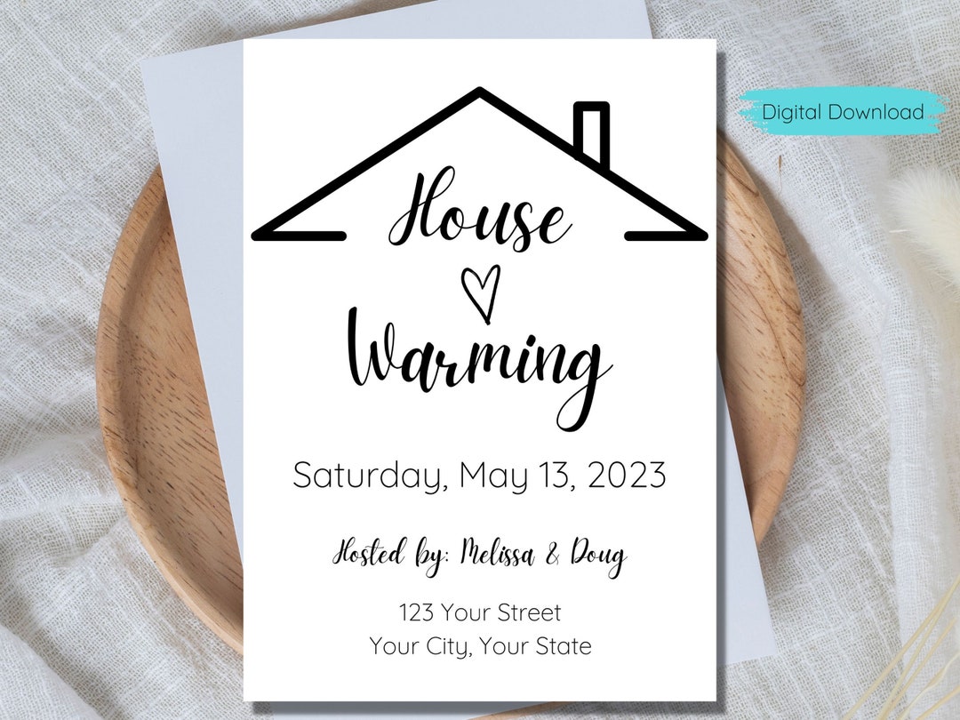 Housewarming Party Invitation Template, Minimal Housewarming Party, BBQ ...