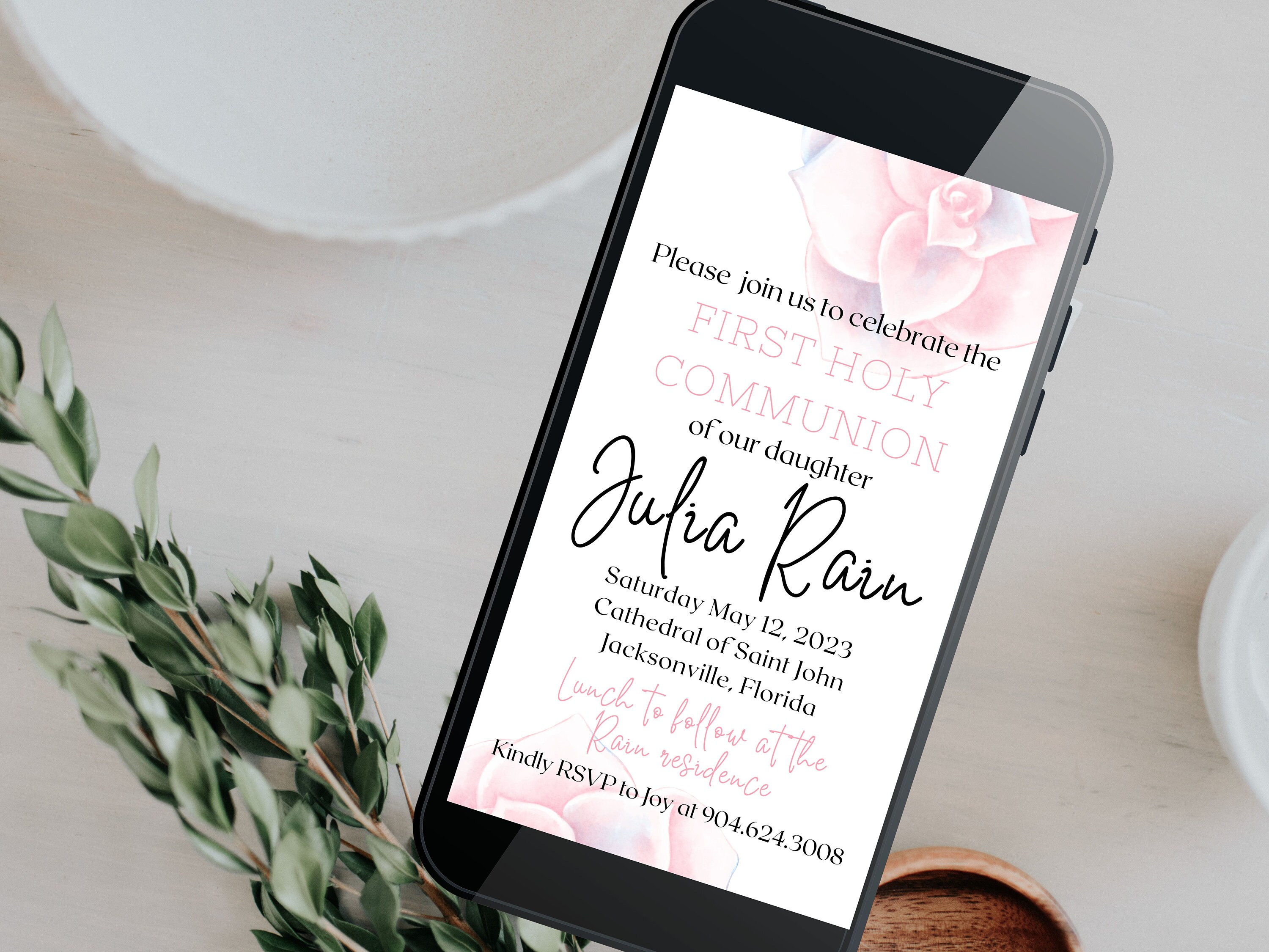 Electronic Invitation, Digital Grad Invite, Communion Invite, Mobile ...