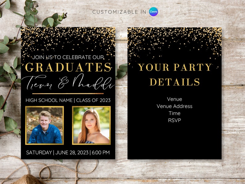 Twin Graduation Announcement, Grad Invitation, Class of 2023 ...