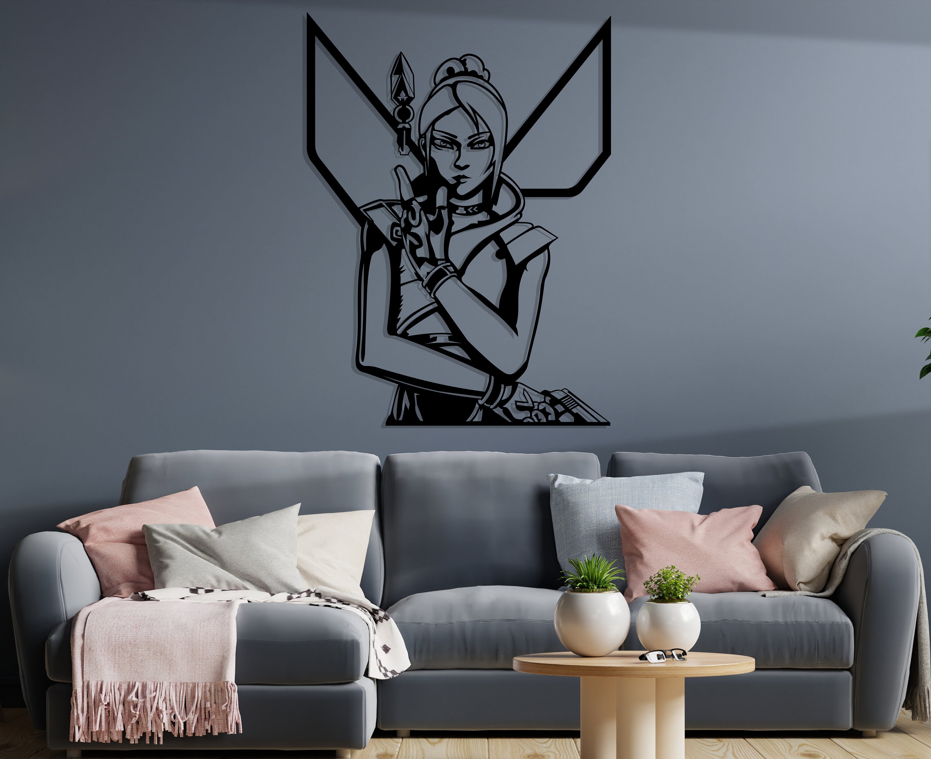 Jett Metal Wall Art, Valorant Wall Decor, Jet Portrait Art, Gifts for ...