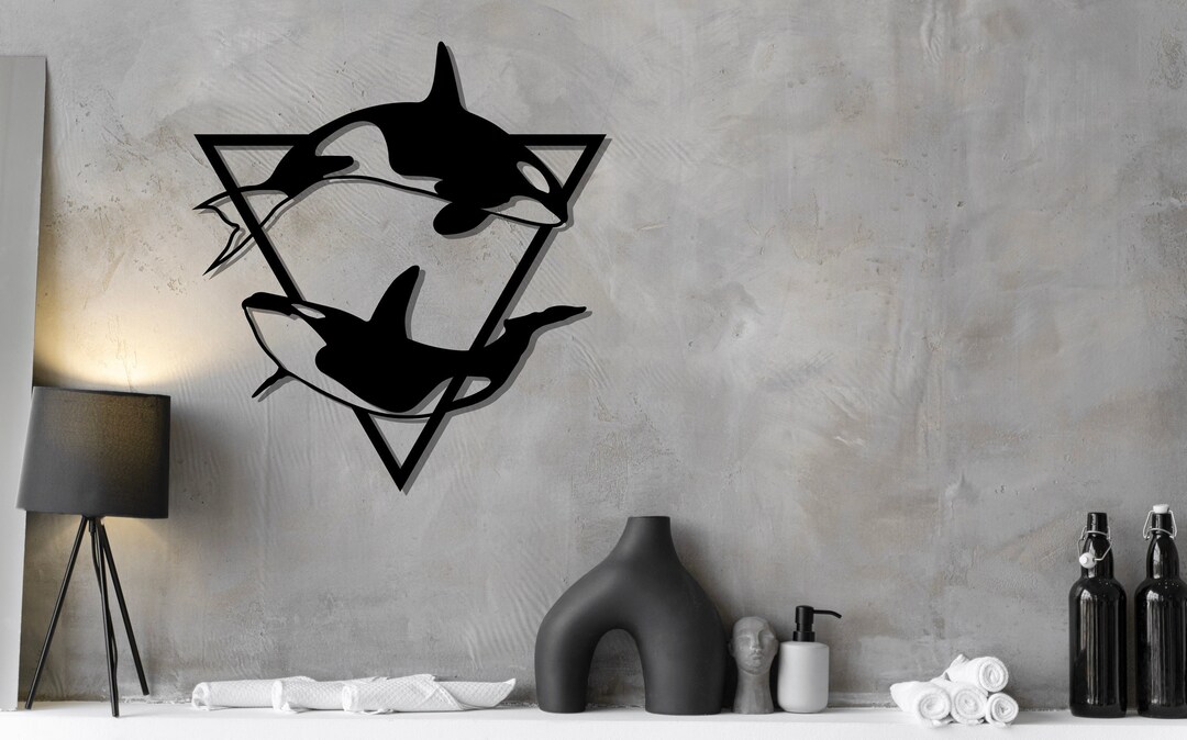 Orca Metal Wall Art, Nature Wall Decor, Bedroom Wall Decor, Ocean ...