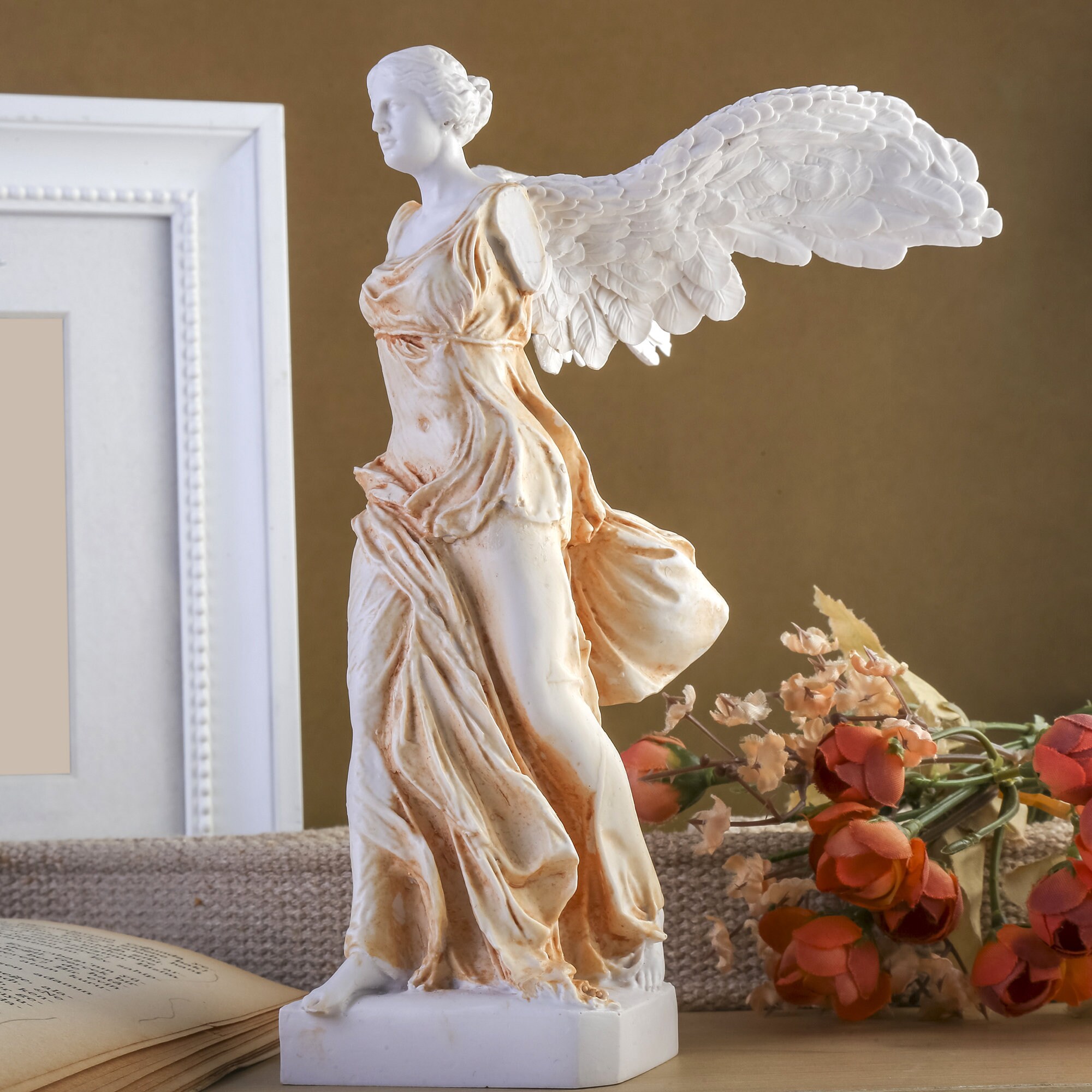 Set of Aged Greek Goddess Statues, Nike, Psyche, Athena, Themis, and ...