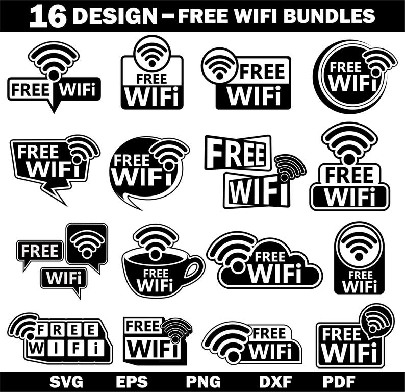 Free Wifi SVG Bundle, Free Wifi Clipart, Free Wifi Vector, Free Wifi ...