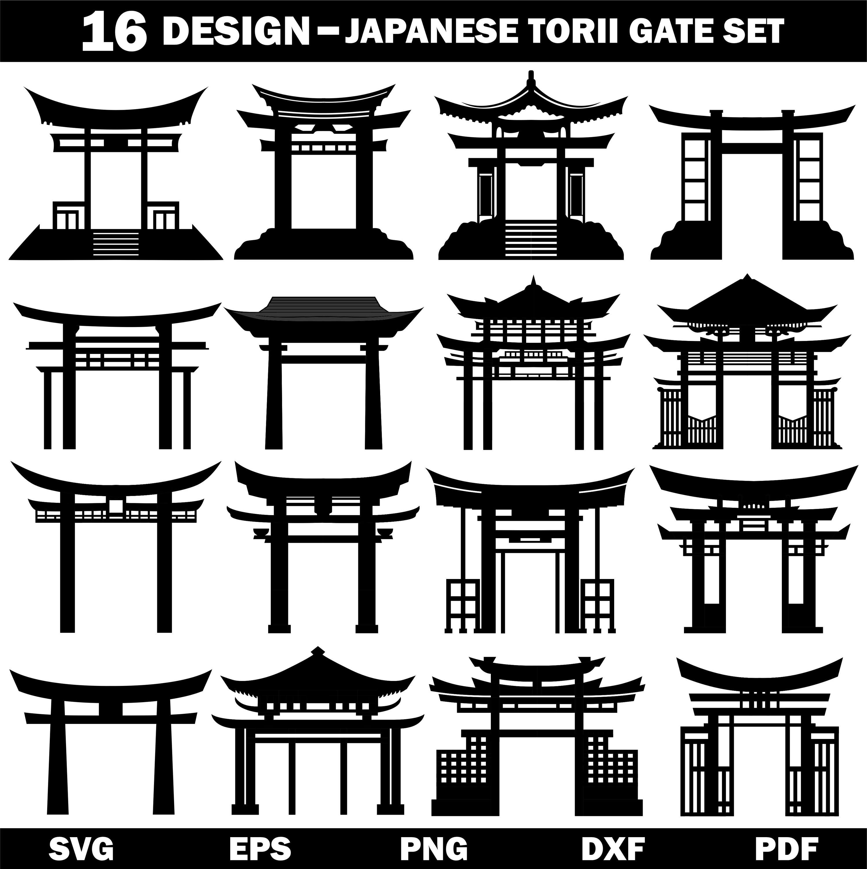 16 Torii Gate SVG Bundle, Torii Gate Castle Silhouette, Torii Gate ...