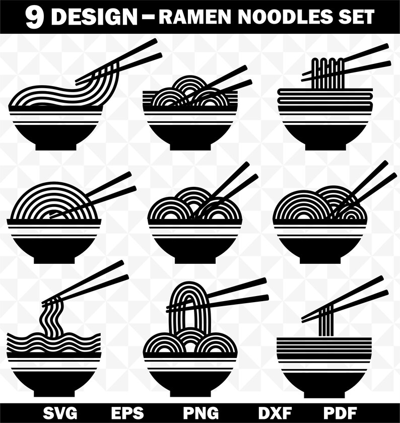 Japanese Noodles SVG Bundle, Japanese Noodles Clipart, Bowl Noodles ...