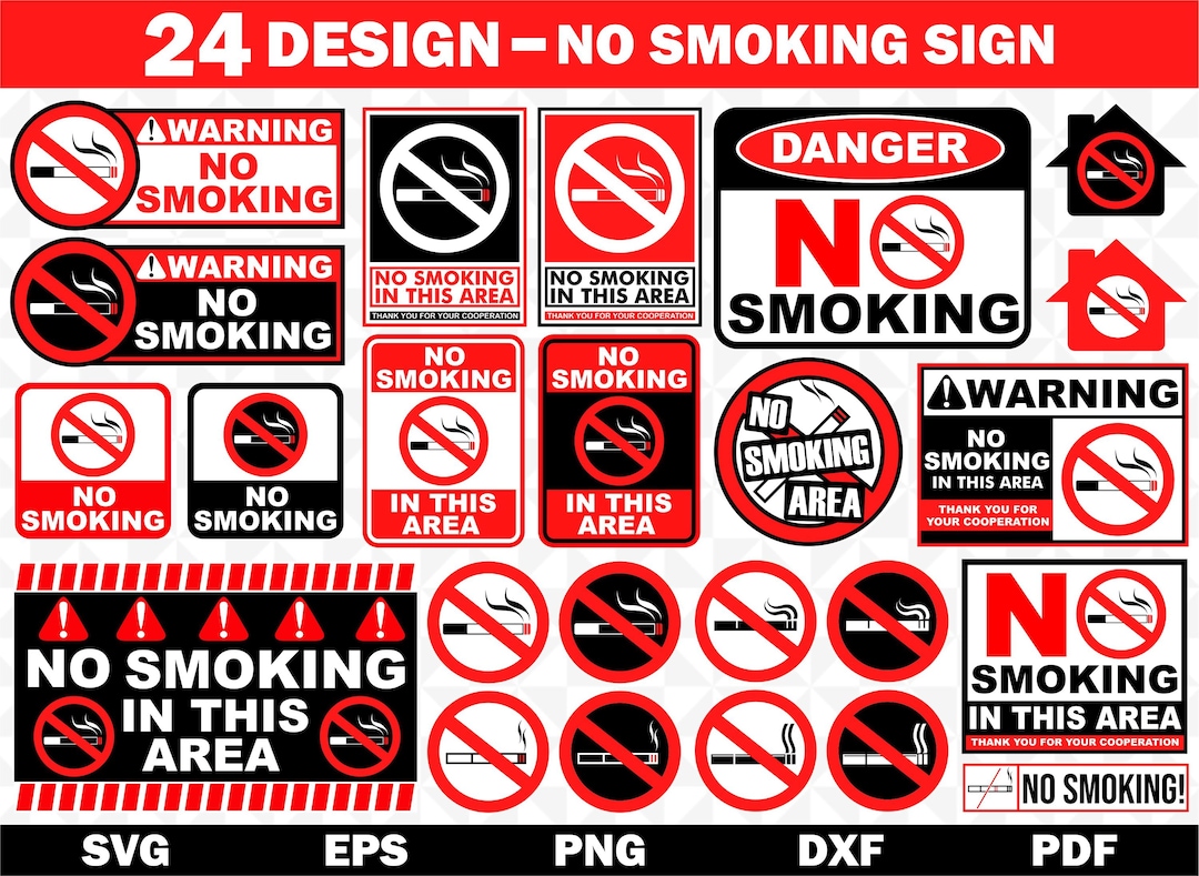 No Smoking Sign Svg Bundle, Warning No Smoking Svg, Danger No Smoking ...