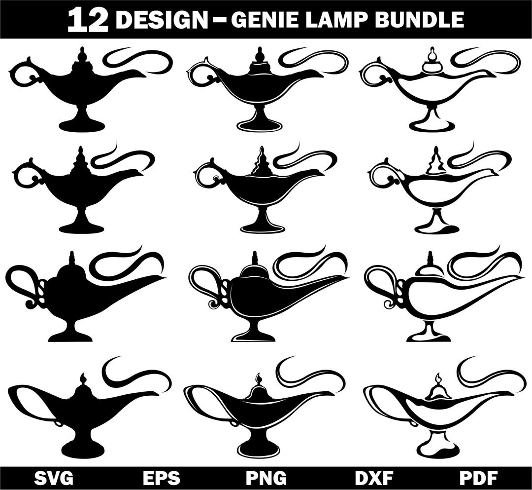 Genie Lamp SVG, Aladdin Lamp SVG, Magical Lamp Clipart, Genie Lamp ...