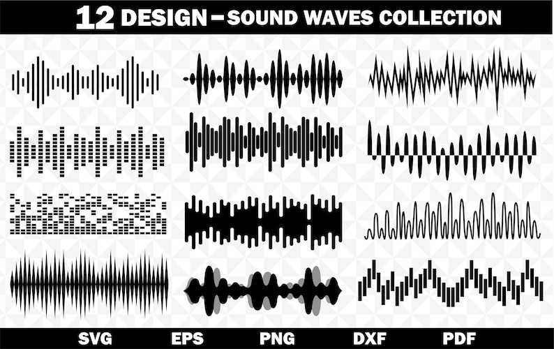 Sound Wave SVG Bundle, Sound Wave Clipart, Loud Audio Sound Silhouettes ...