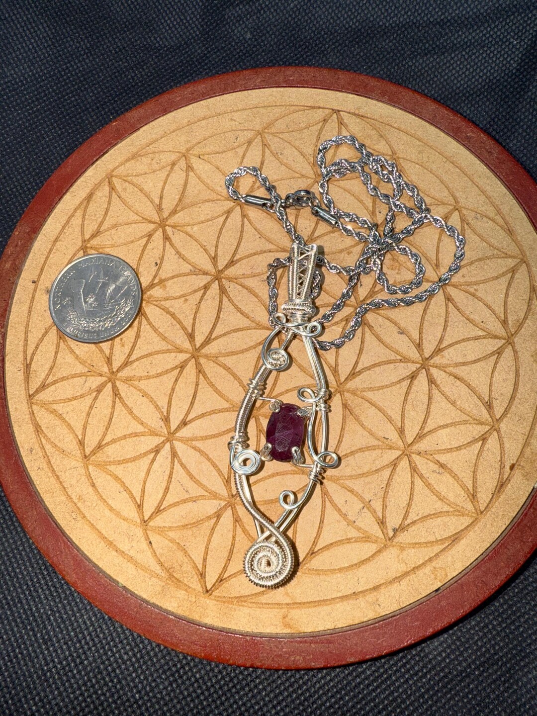 Wire Wrapped Ruby Crystal Necklace - Etsy