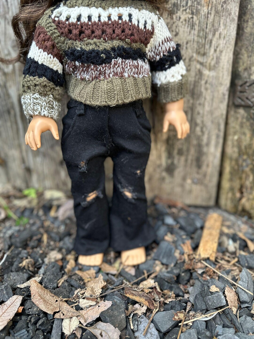 18 Inch Doll Black Flared Ripped Jeans - Etsy