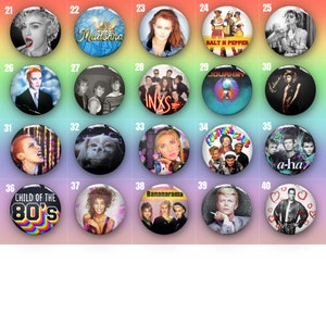80's Pin Badge Button | 80 to Choose From! | 80s Music | Bands | TV ...