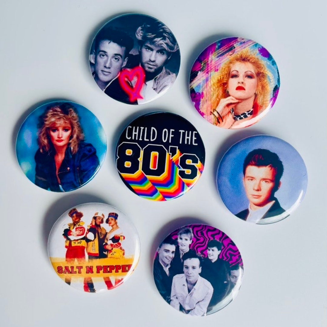 80's Pin Badges | Set of 7 | 80s Music | Retro | 80s Party Costume | Nostalgia | 80s Bands ...