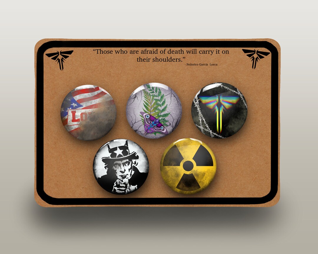 The Last of Us Pin Badge Buttons Set of 5 Joel and Ellie Ellies ...