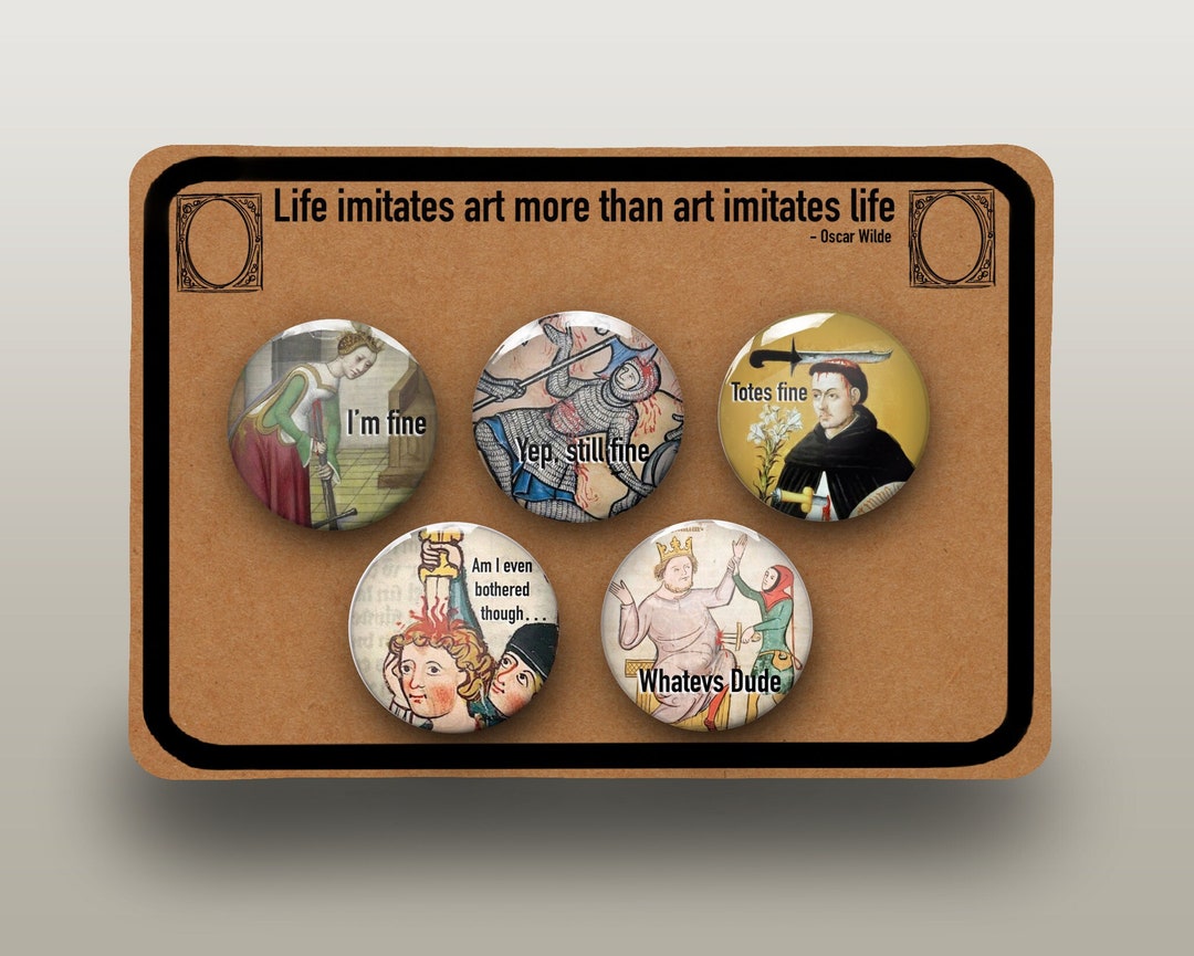 Funny Medieval Art Meme Badge Button Pins | Set of 5 X 32mm Badges | I ...
