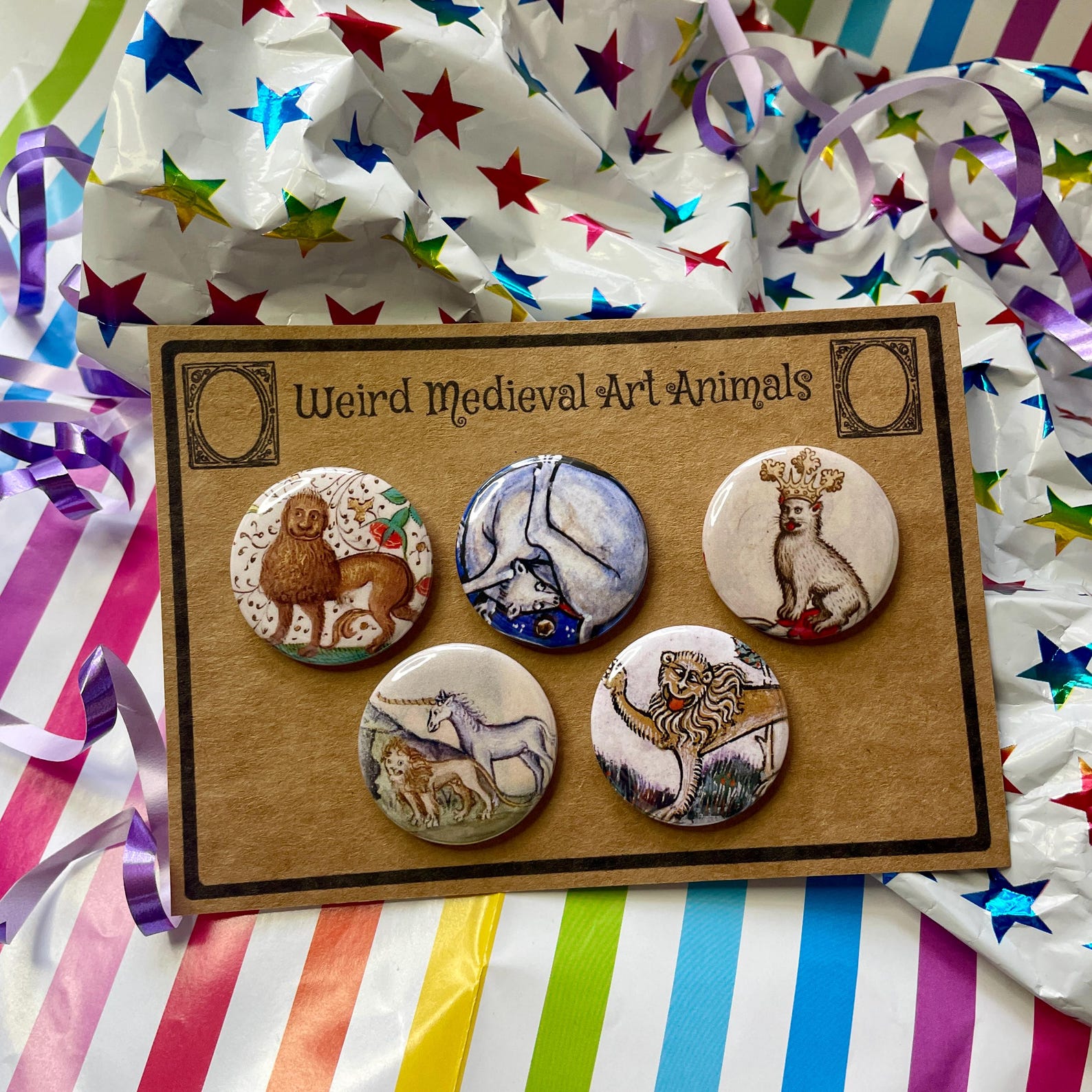 Medieval Art Weird Animals Pin Badges - Etsy