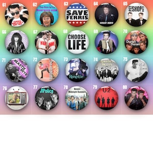 80's Pin Badge Buttons, 80 to Choose From! - Etsy UK