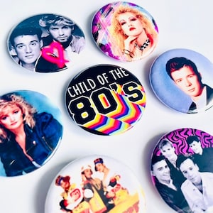 80's Pin Badges | Set of 7 | 80s Music | Retro | 80s Party Costume ...