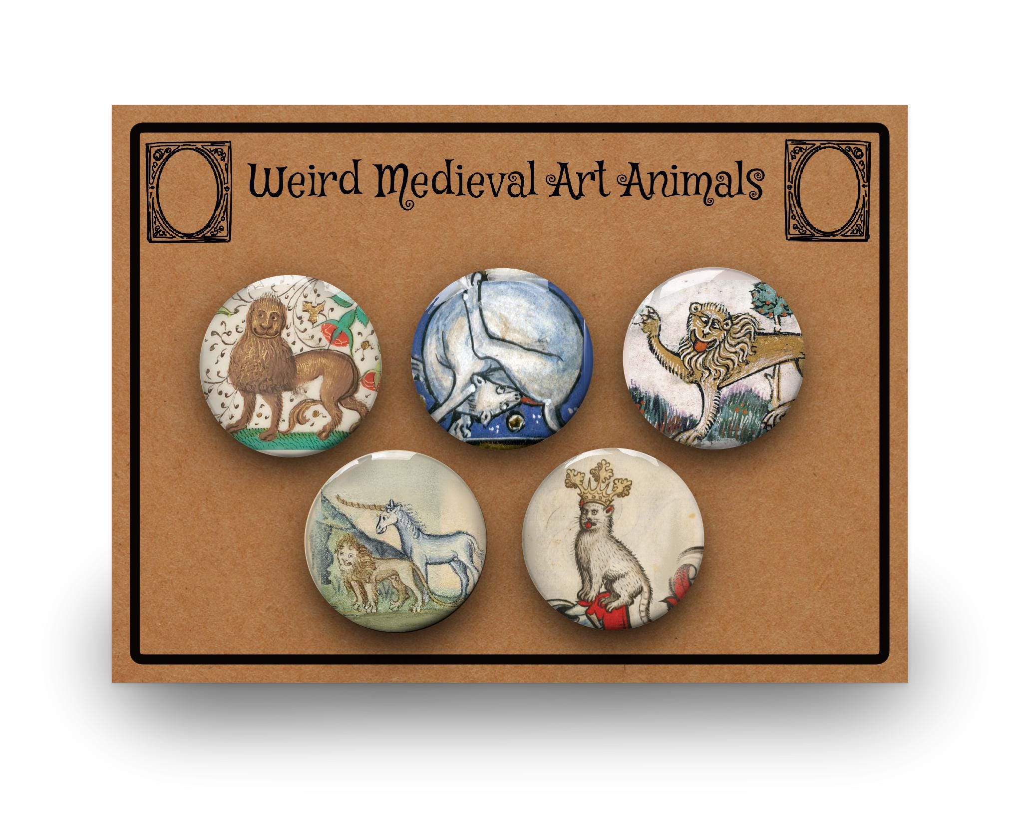 Medieval Art Weird Animals Pin Badges - Etsy