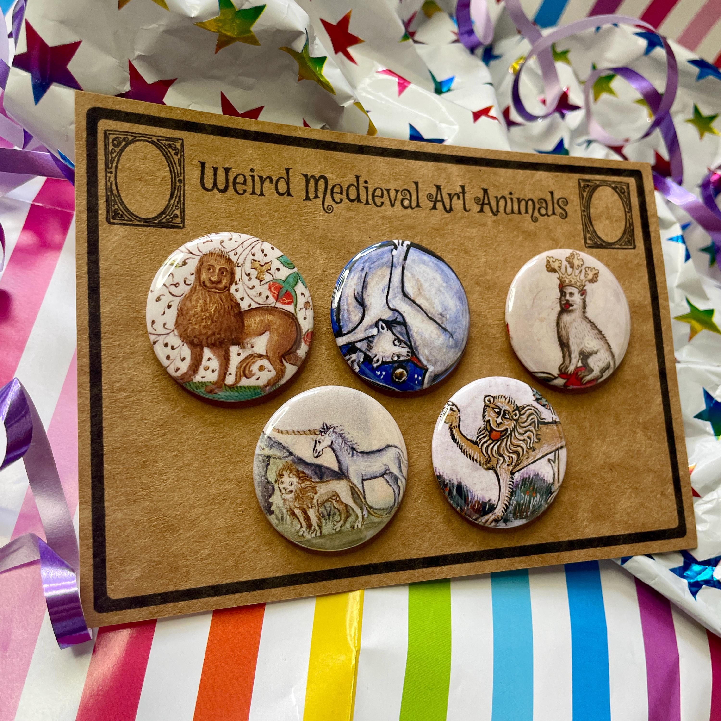 Medieval Art Weird Animals Pin Badges - Etsy