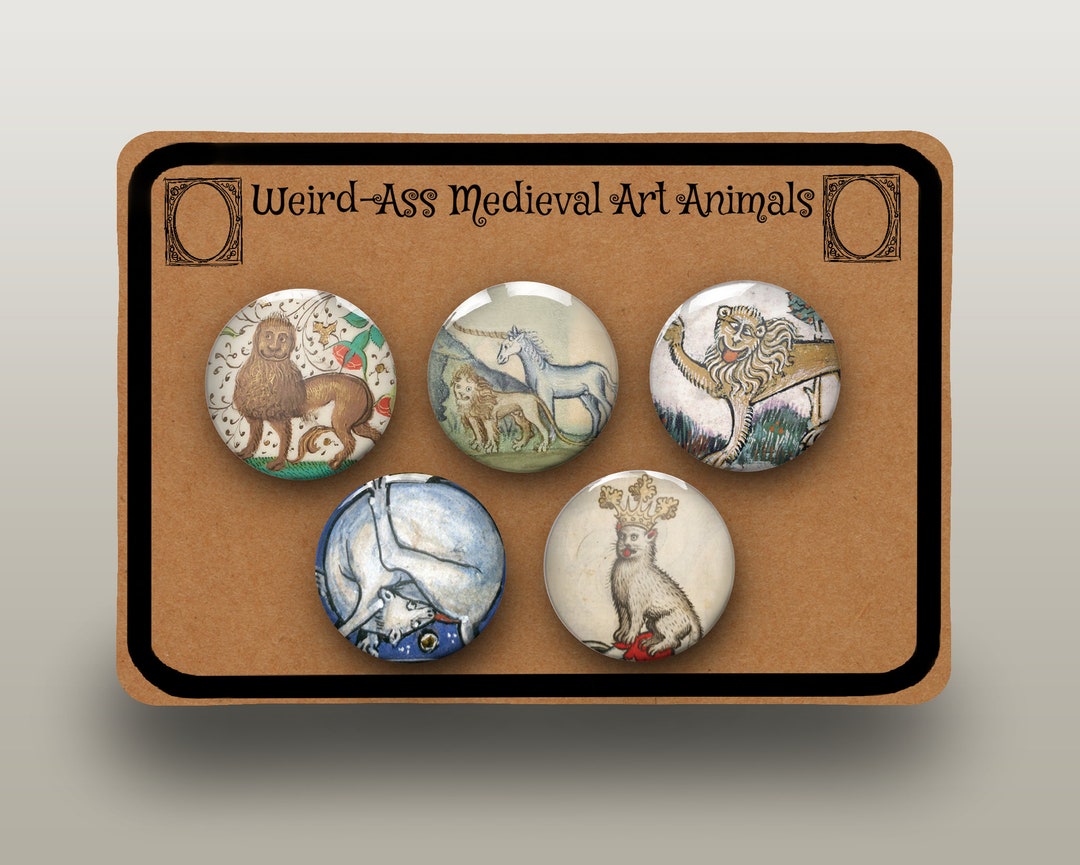Medieval Art Weird Animals Pin Badges Funny Gift Joke - Etsy