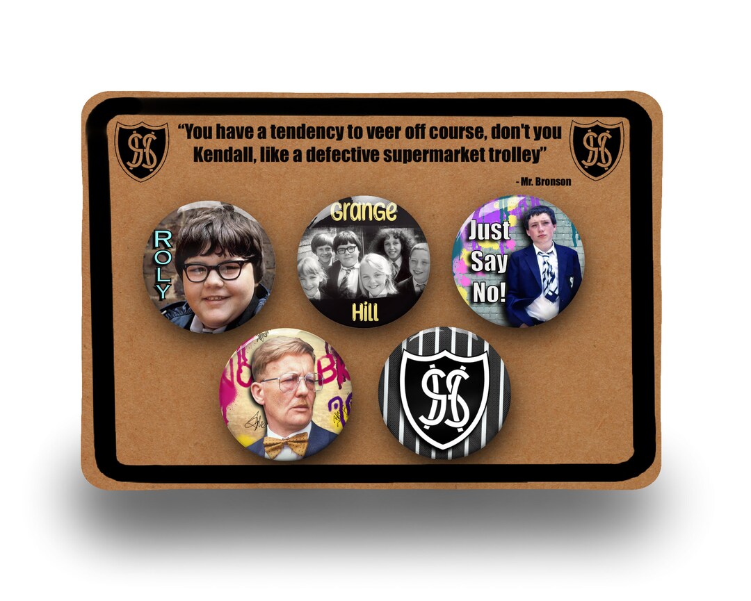 Grange Hill Pin Badges, 70s 80s Kids TV, Featuring Roly, Bronson and ...
