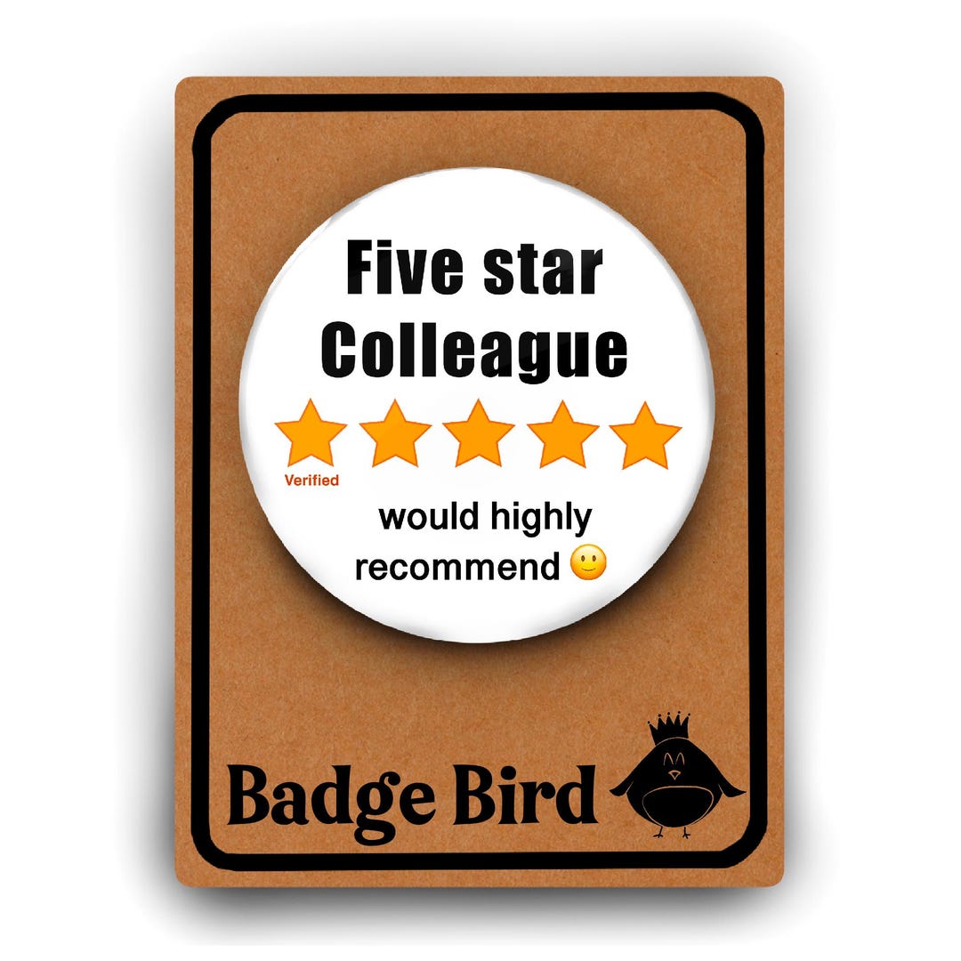 Five Star Colleague Review Pin Badge | Secret Santa | Coworker Gift ...